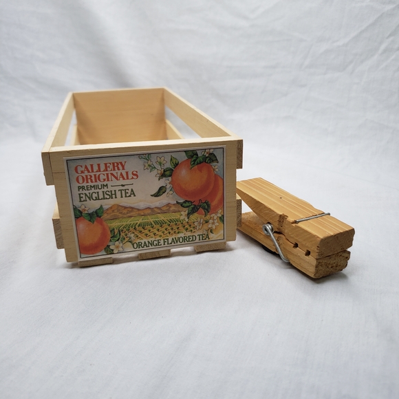 Vintage | Accents | Vintage Wooden Tea Crate With Orange Accents And ...